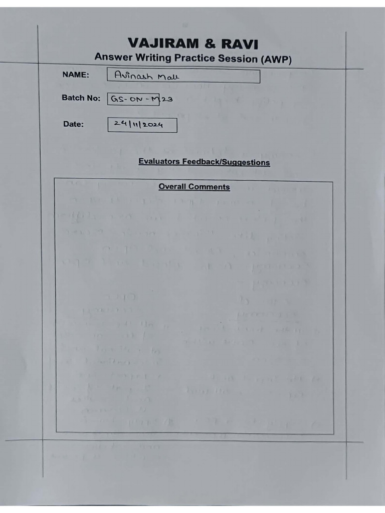 Avinash MAINS QUESTION 21 | PDF