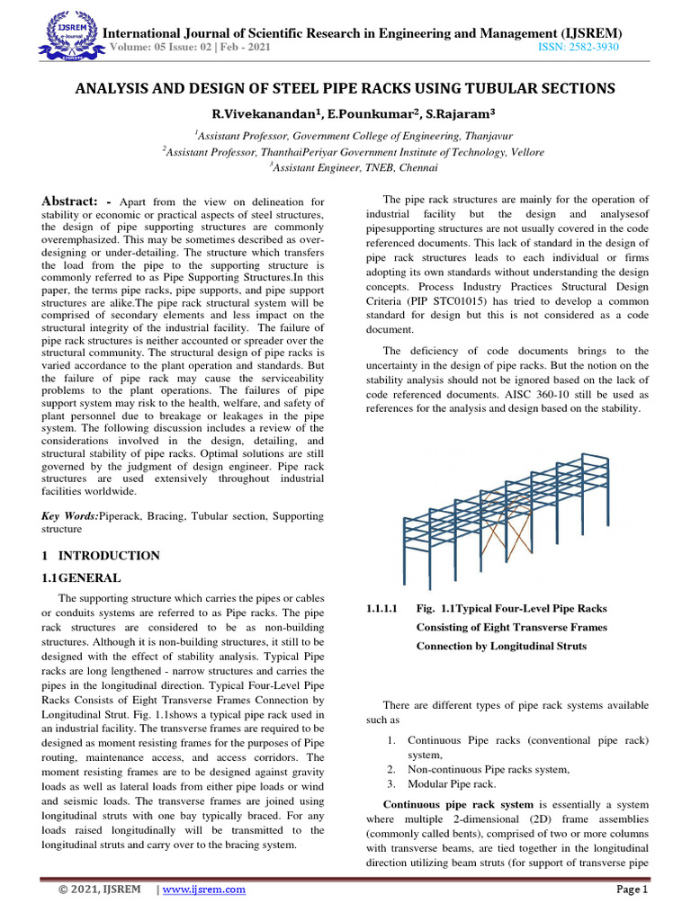 Design of Steel Pipe Racks Analysis | PDF | Bending | Deformation ...