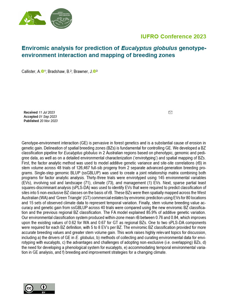 Enviromic Analysis For Prediction of Eucalyptus GL | PDF | Eucalyptus | Factor Analysis