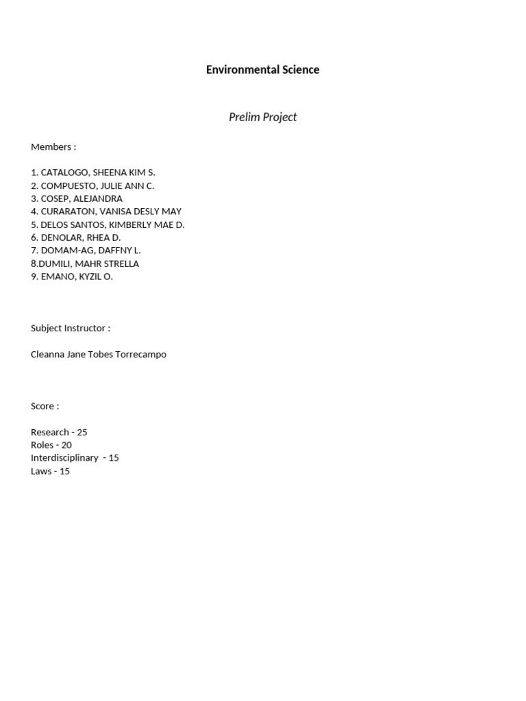 Environmental Science Exercise | PDF | Ecology | Ecosystem