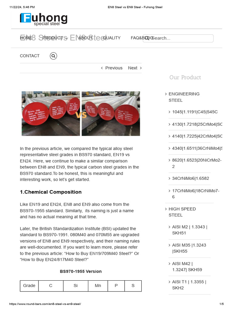 EN8 Steel Vs EN9 Steel - Fuhong Steel | PDF | Steel | Materials Science