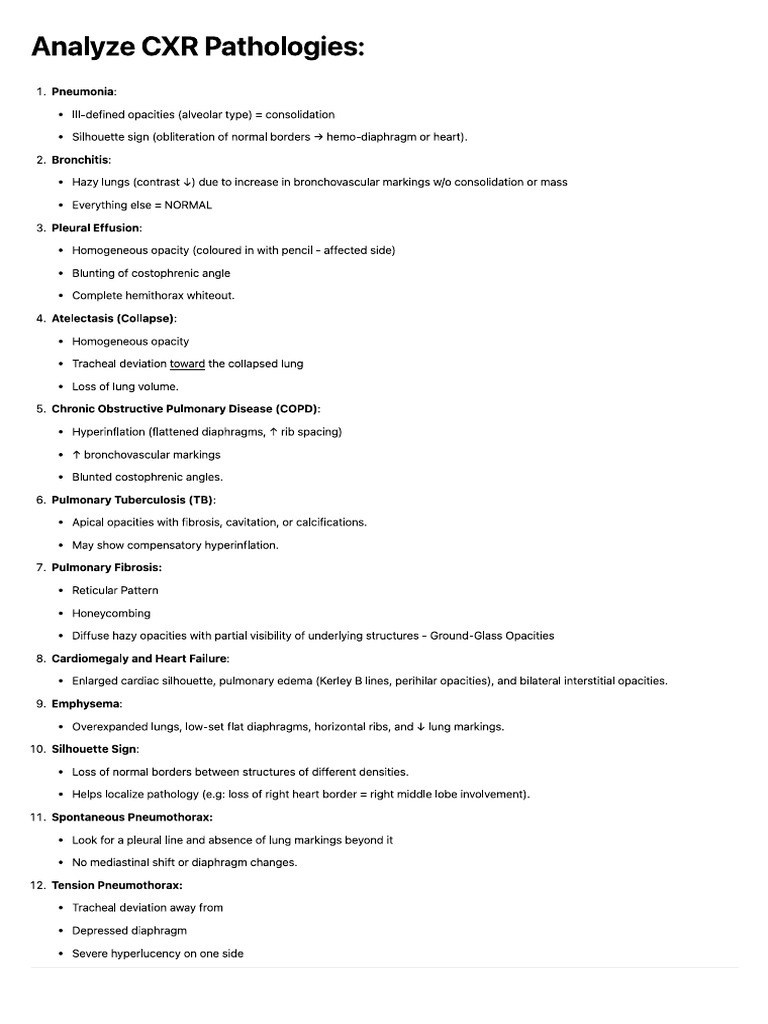 Chest X Ray (pathology) | PDF | Lung | Thorax