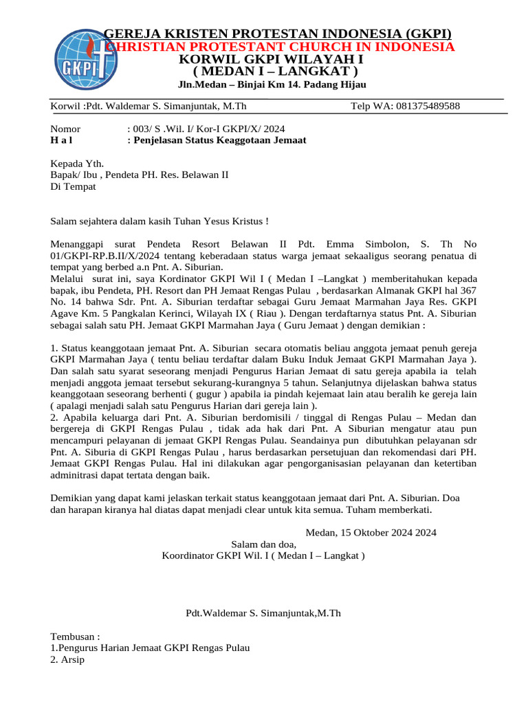 Surat Ijin Tempat Sermon Gang Sado | PDF