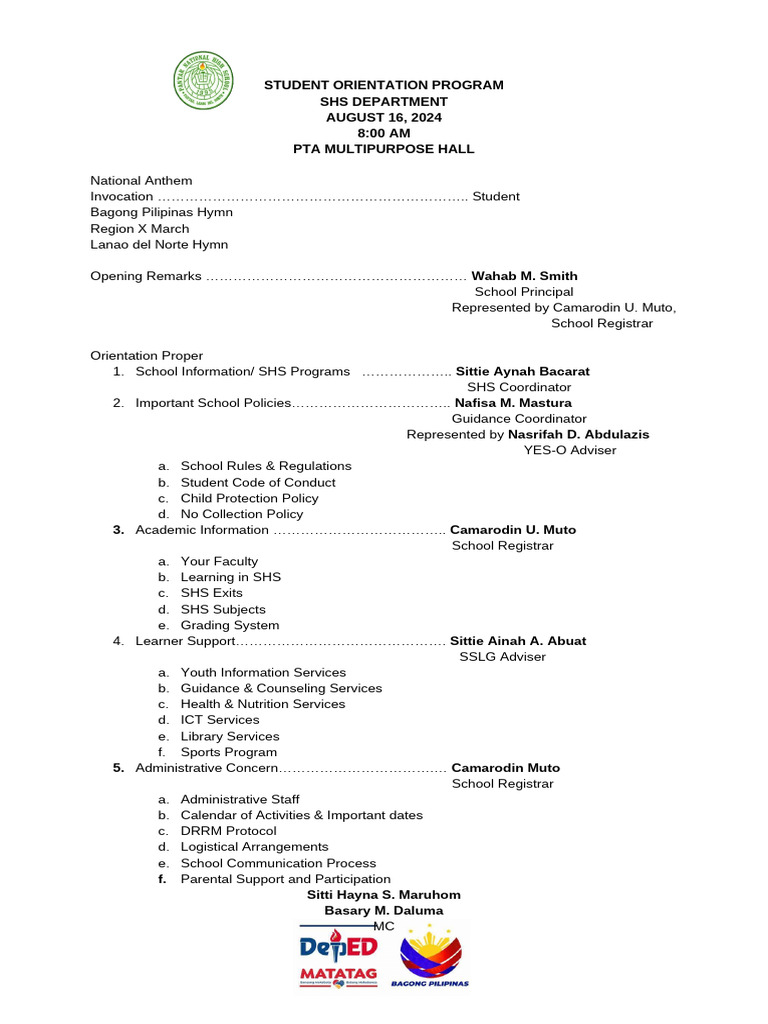 Student Orientation Program | PDF