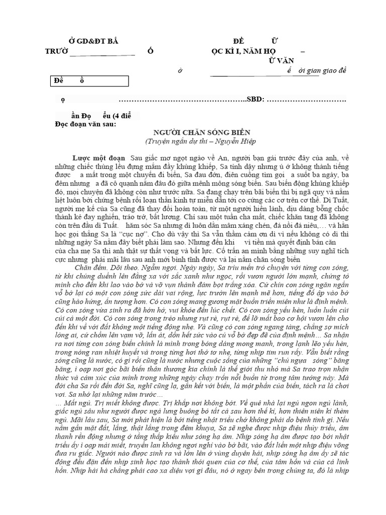 De Giua Ki 1 Van 12 | PDF