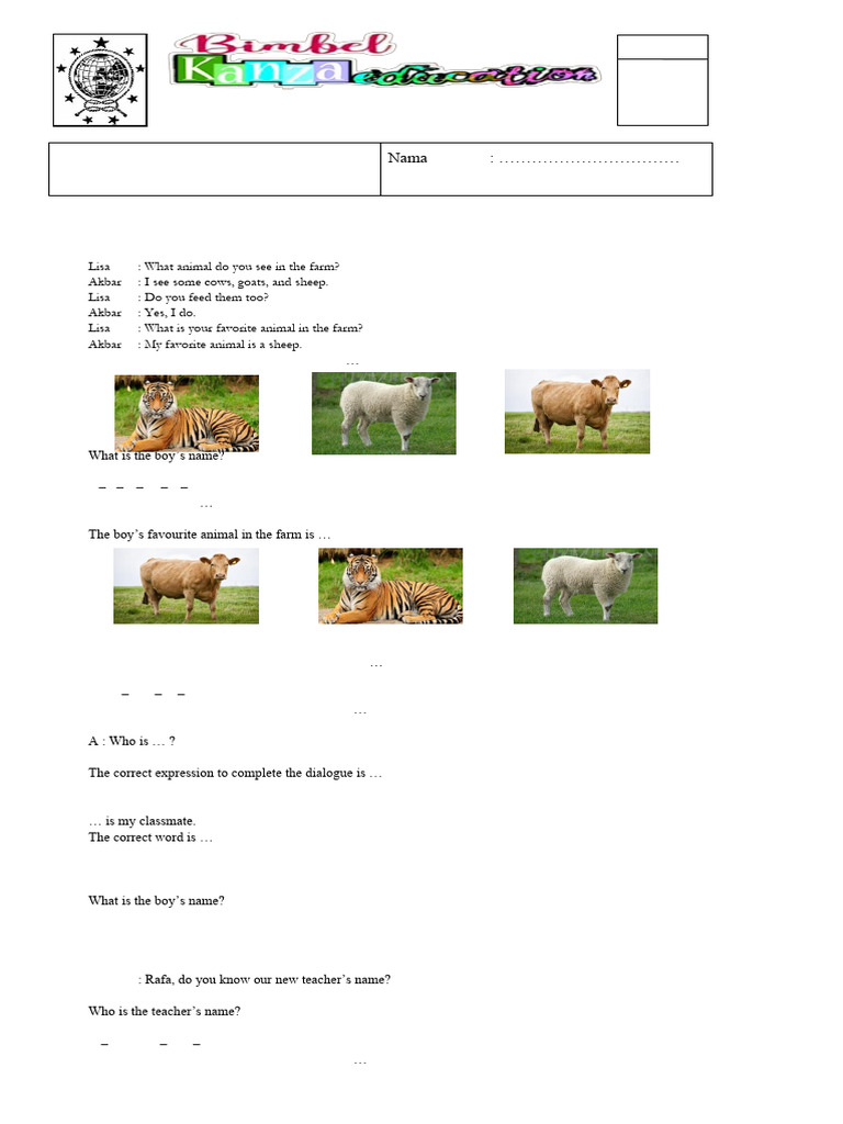 KELAS 1 - SOAL STS II B.INGGRIS | PDF | Domesticated Animals | Food Industry