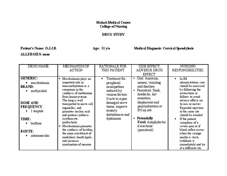 Mecobalamin Drug Study Overview | PDF