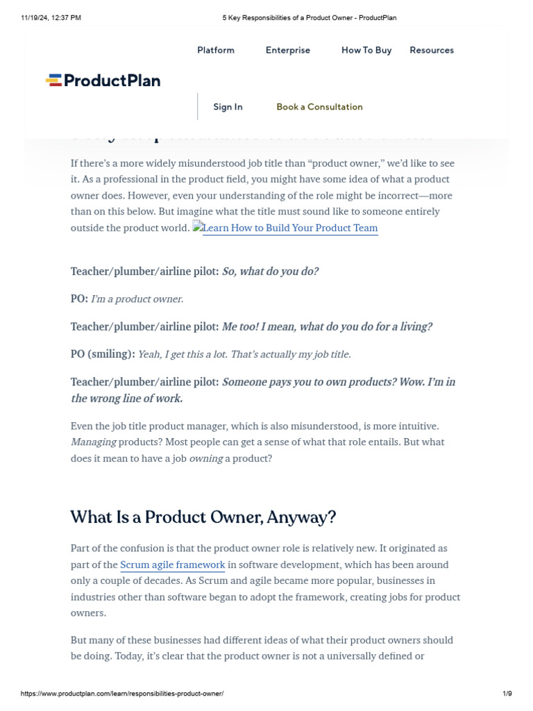 Product Owner - Roles & Responsibilities 3 | PDF | Scrum (Software ...