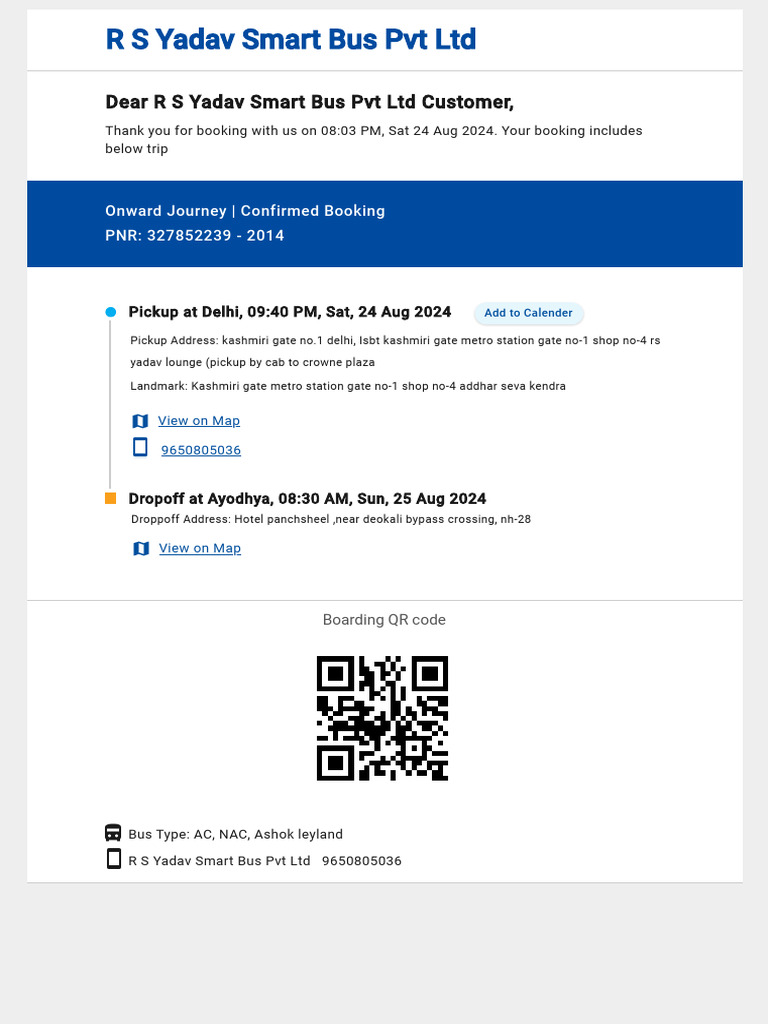 Delhi to Ayodhya Bus Booking Confirmation | PDF | Transport | Public ...