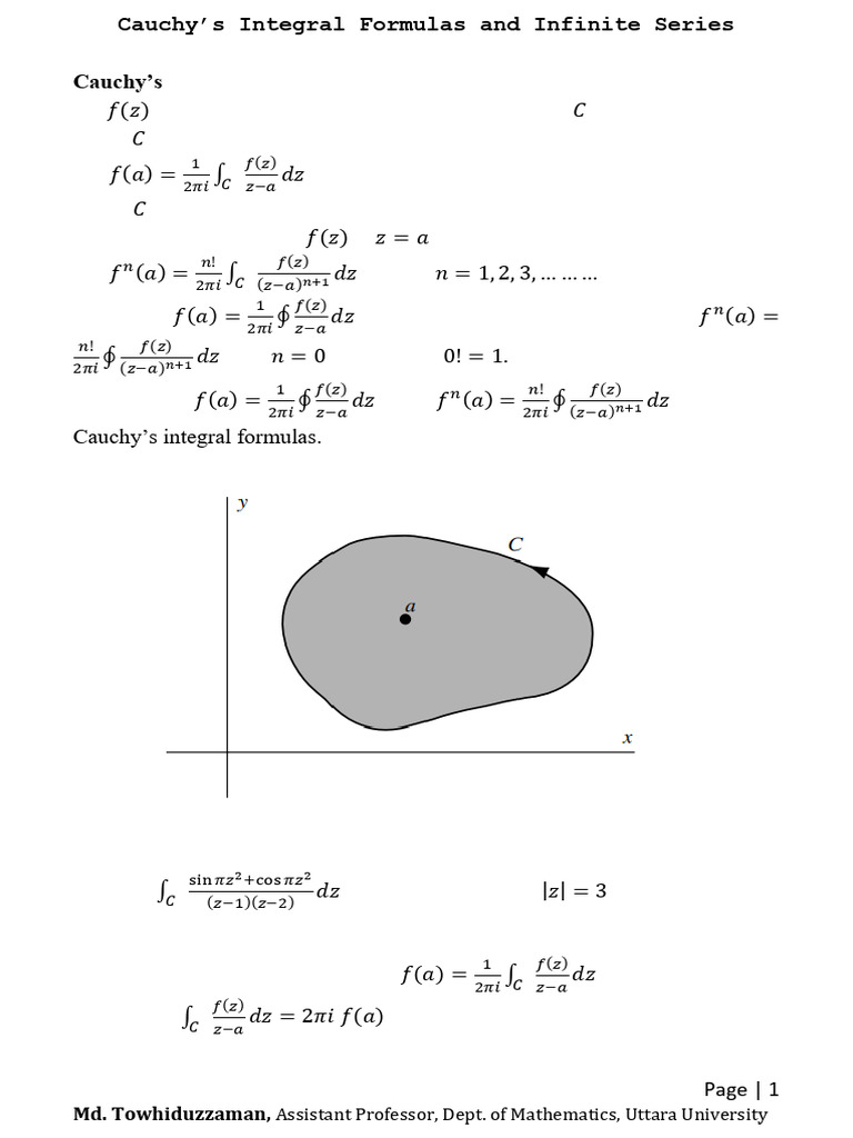 Cauchy's Integral Formulas and Infinite Series | PDF | Pi | Mathematical Concepts