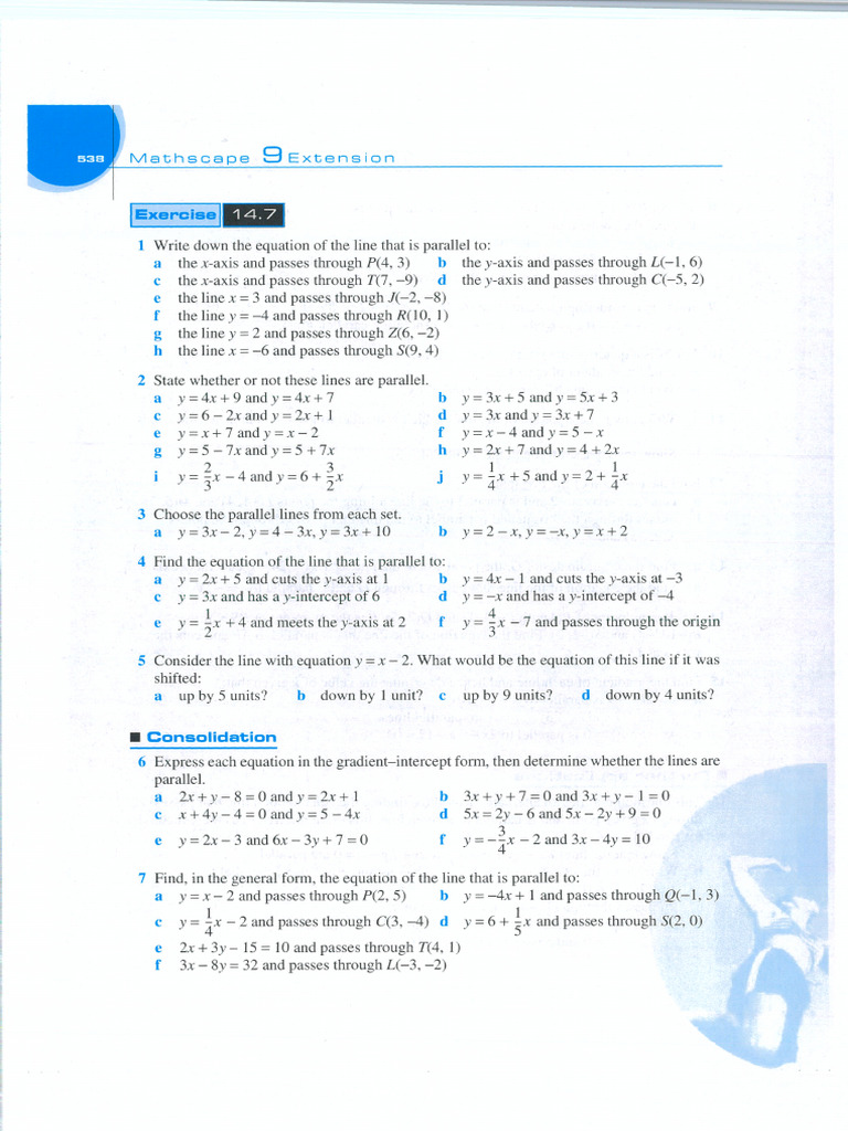 Mathscape 10 Ex 14.7 Parallel - Perp | PDF
