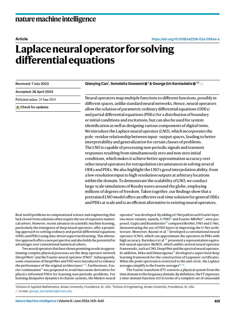 Laplace Neural Operator for Differential Equations | PDF | Partial ...