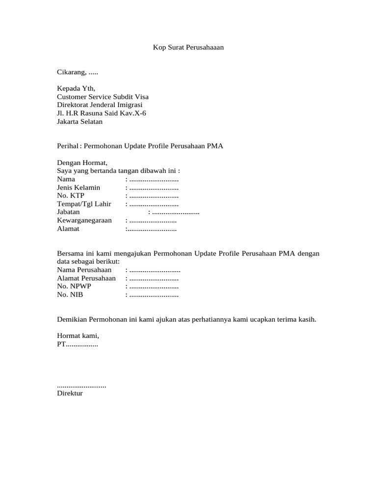 Draff Surat Permohonan Update Profil | PDF