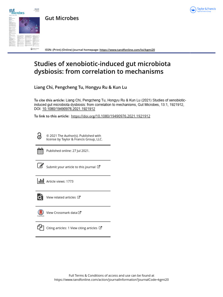 Studies of Xenobiotic Induced Gut Microbiota Dysbiosis From Correlation To Mechanisms | PDF ...