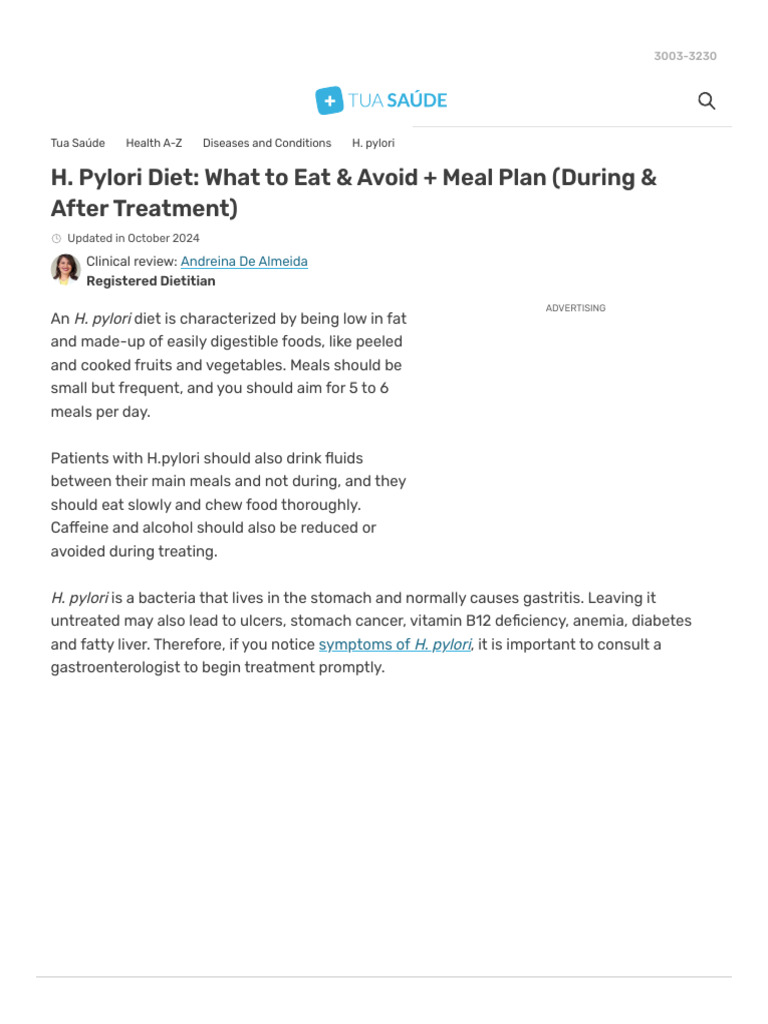 H. Pylori Diet - What To Eat & Avoid + Meal Plan (During & After ...