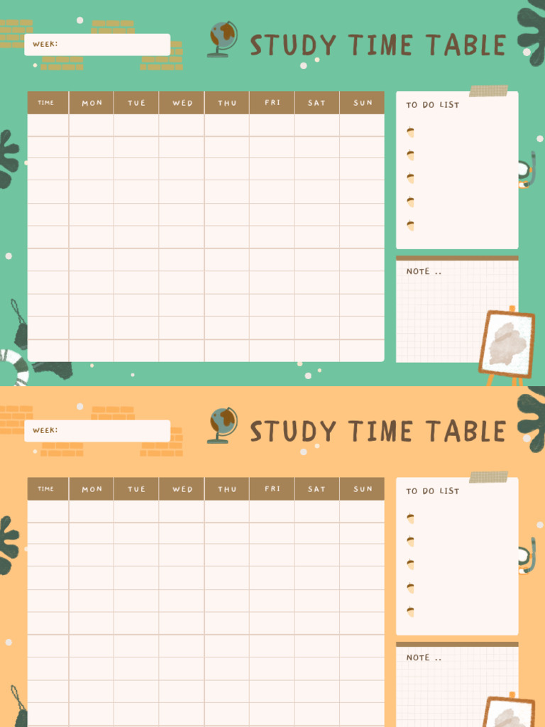Weekly Blank Study Timetable | PDF