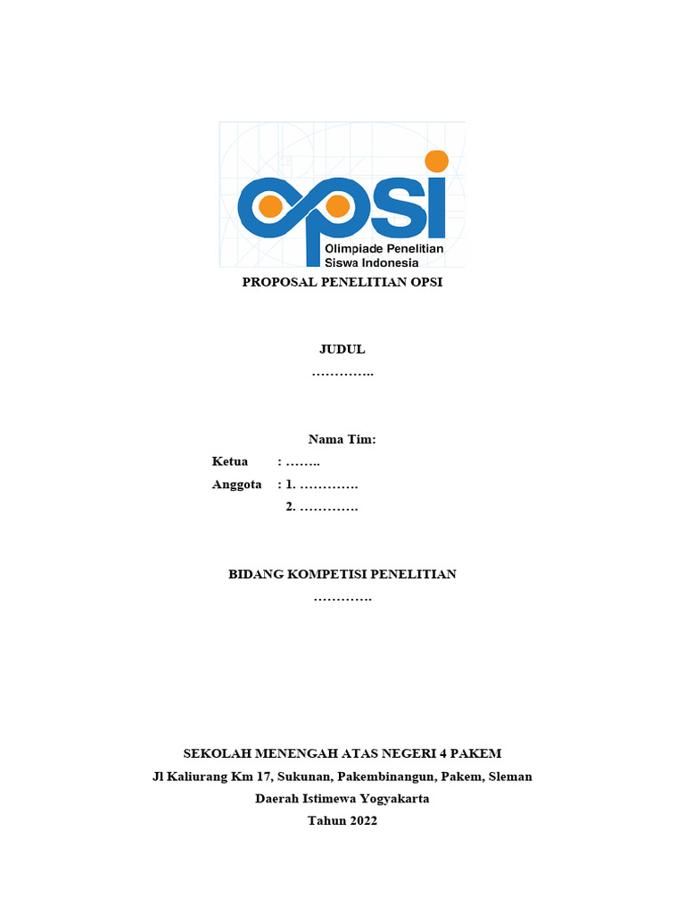 Proposal Penelitian Opsi - Bab I & Lampiran Bodata | PDF