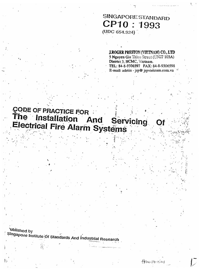 CP10-1993 - The Installation and Servicing of Electrical Fire Alarm System | PDF