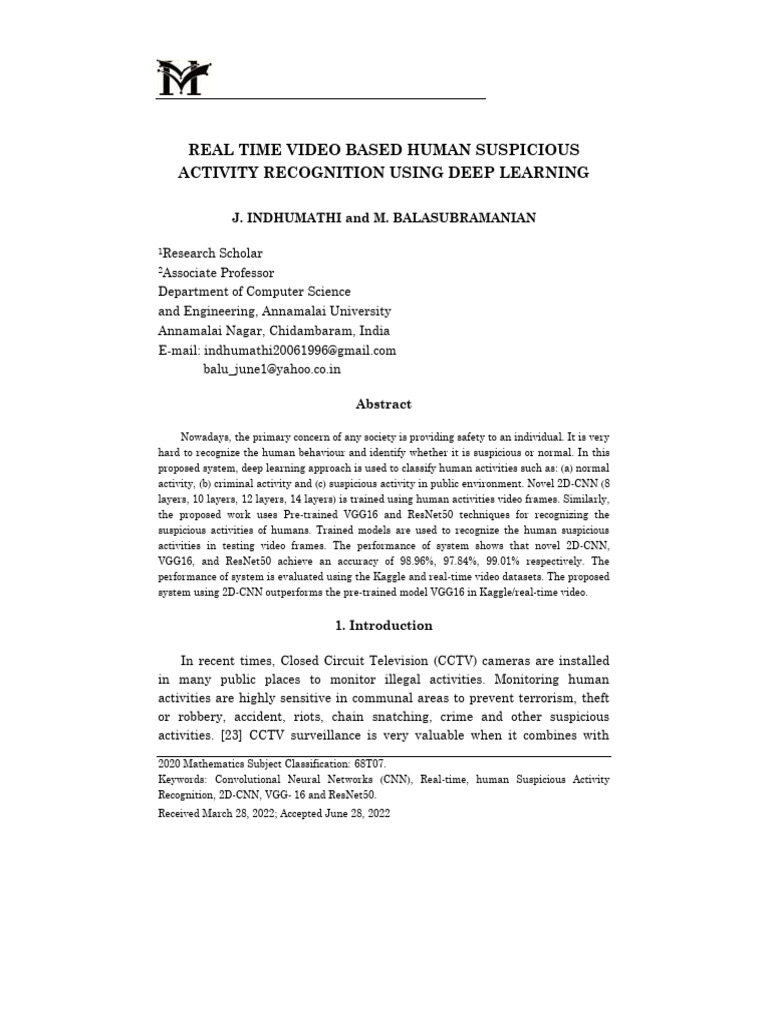 Deep Learning for Suspicious Activity | PDF | Computational Neuroscience | Machine Learning