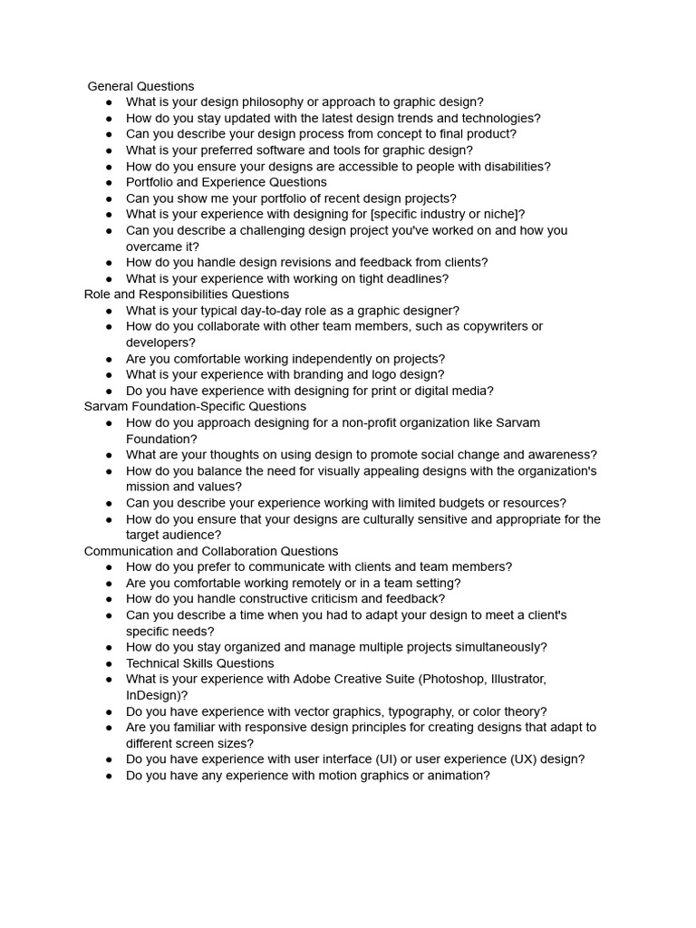 Designer Interview Questionnaire | PDF | Graphic Design | Design