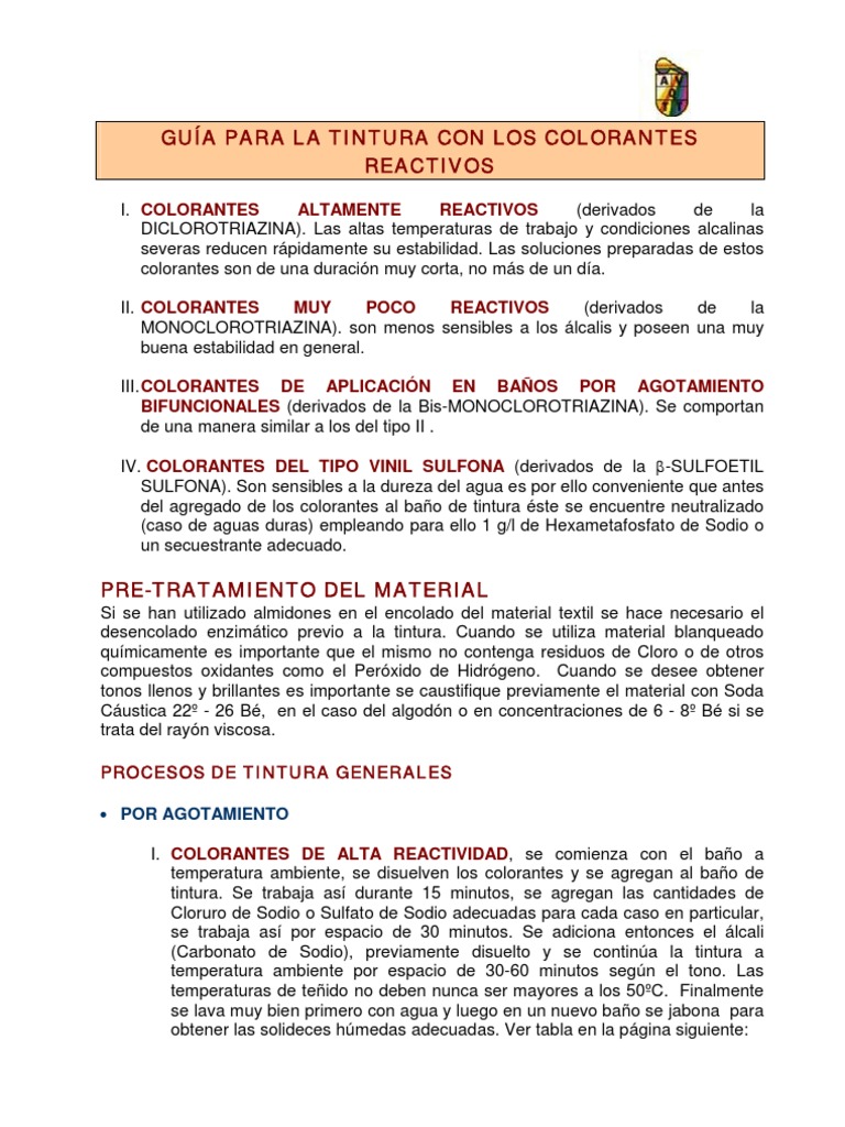 Guía de Tintura con Colorantes Reactivos | PDF | sal | Sodio