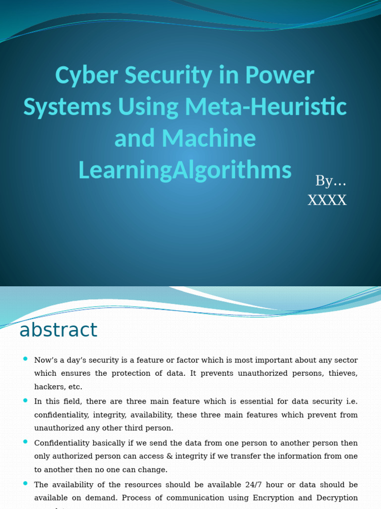 Cybersecurity in Power Systems Using ML | PDF | Image Segmentation ...