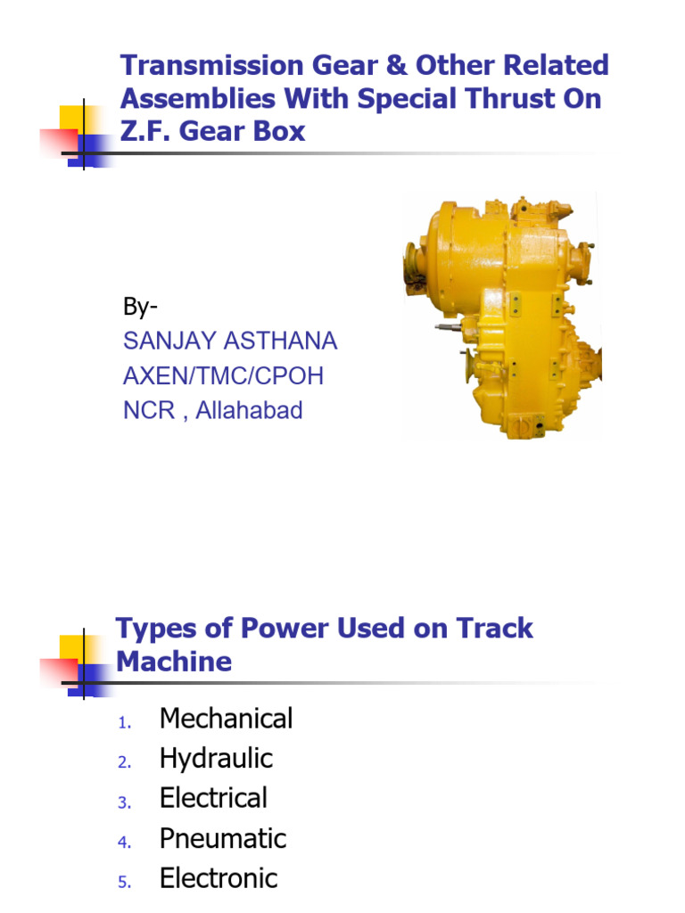 Transmission Gear & Other Related Assemblies With Special Thrust On Z.F ...