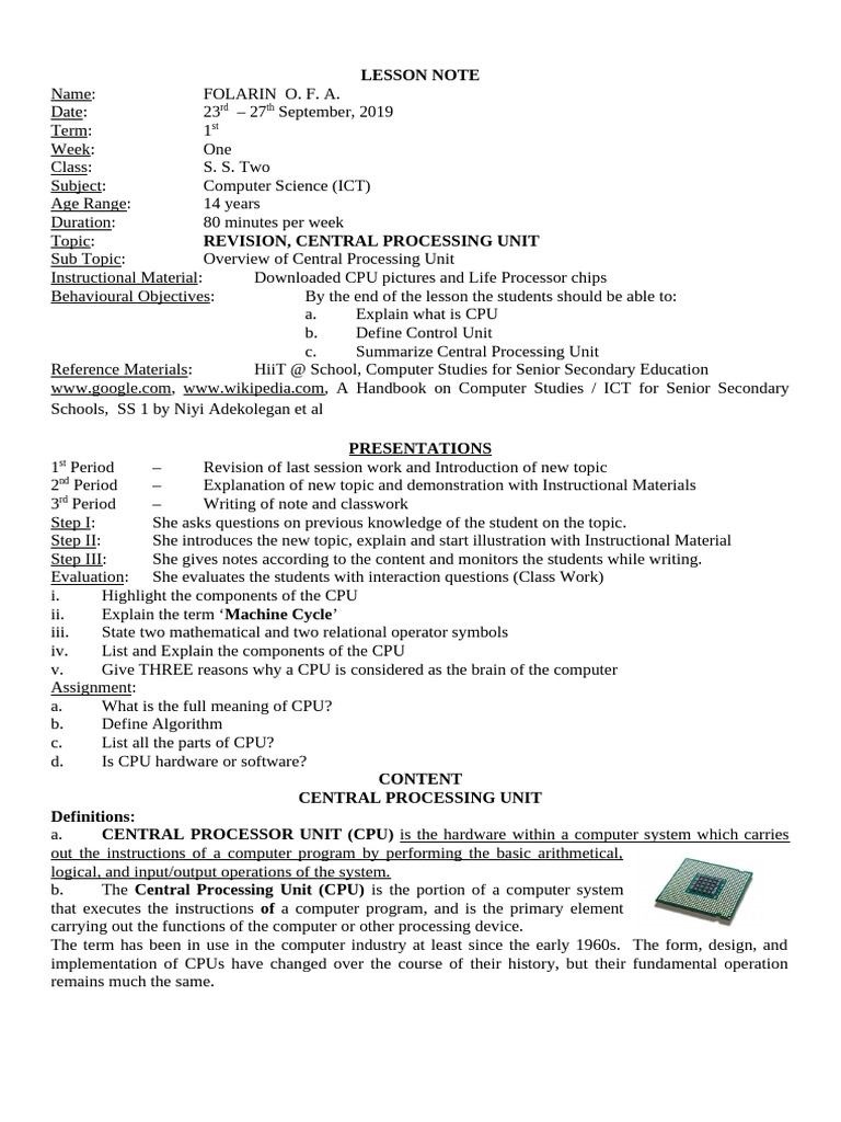 Overview of Central Processing Unit | PDF | Central Processing Unit | Computing