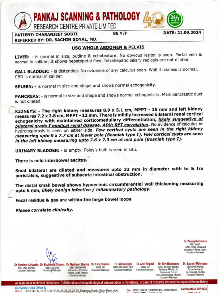Usg Whole Abdomen & Pelvis 21.9.24 | PDF