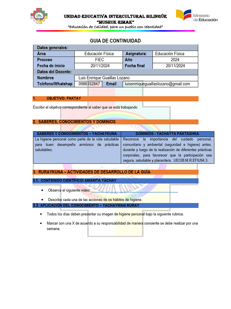 Guia de Continuidad | PDF | Higiene