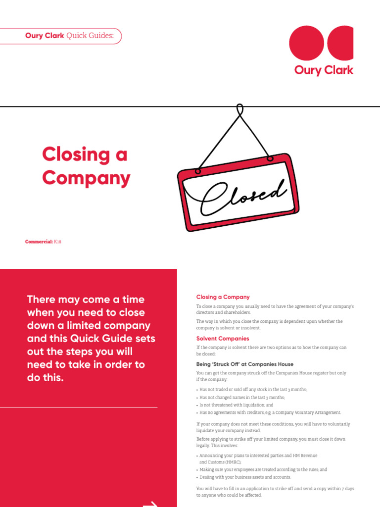 OC Quick Guide Closing A Company | PDF | Liquidation | Insolvency
