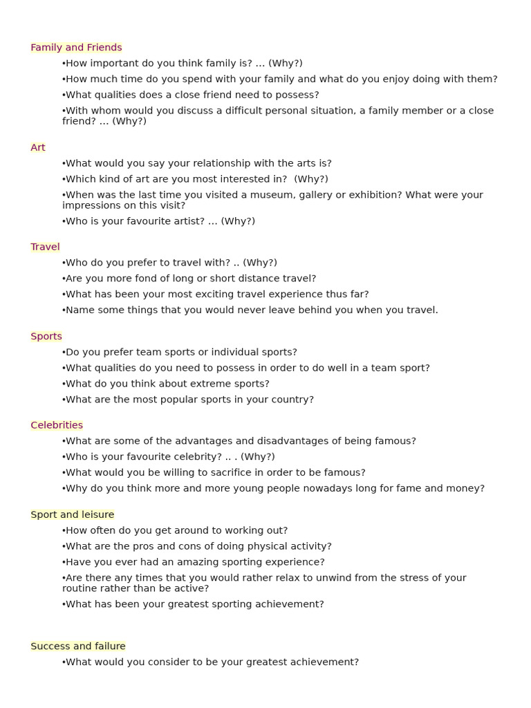 Speaking Part 1 Common Questions | PDF | Crimes | Crime & Violence