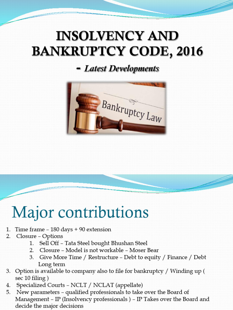 Ibc Code | PDF | Bankruptcy | Insolvency