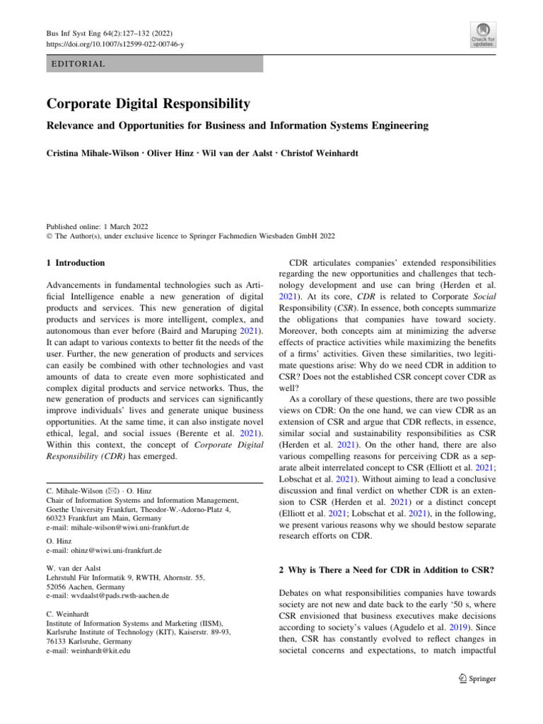 Corporate Digital Responsibility Explained | PDF | Corporate Social ...