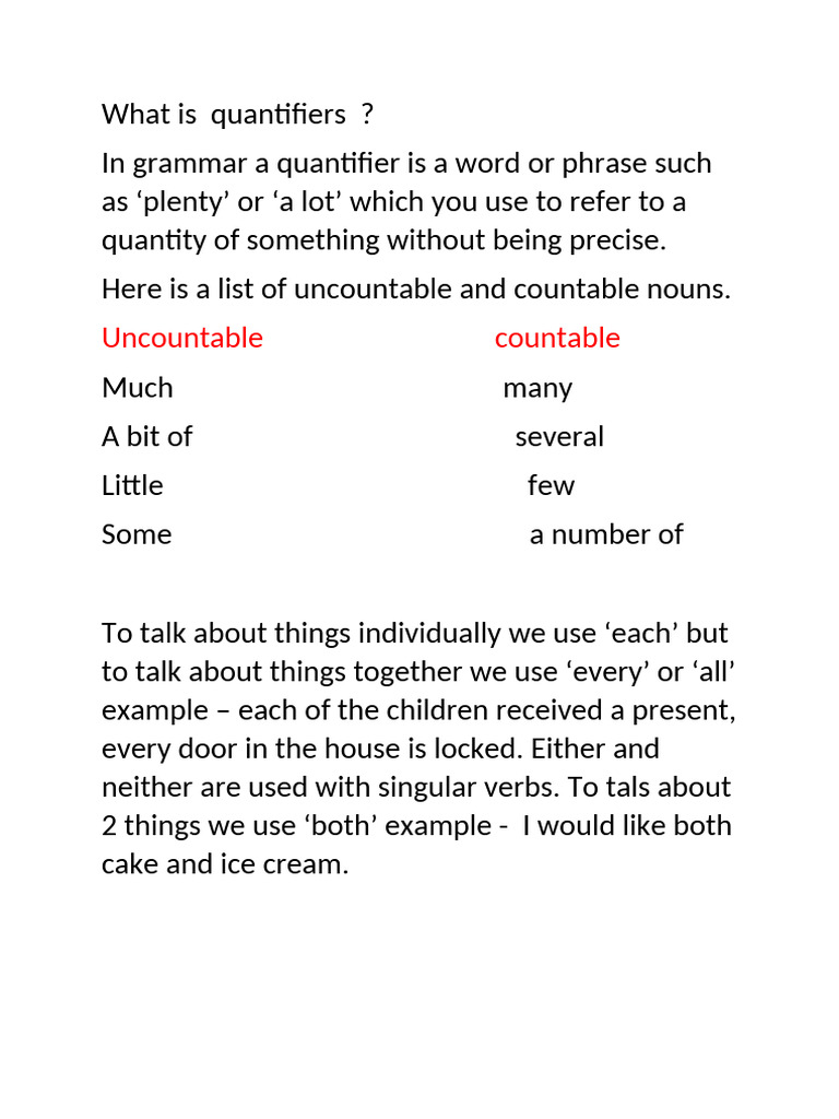 What Is Quantifiers | PDF