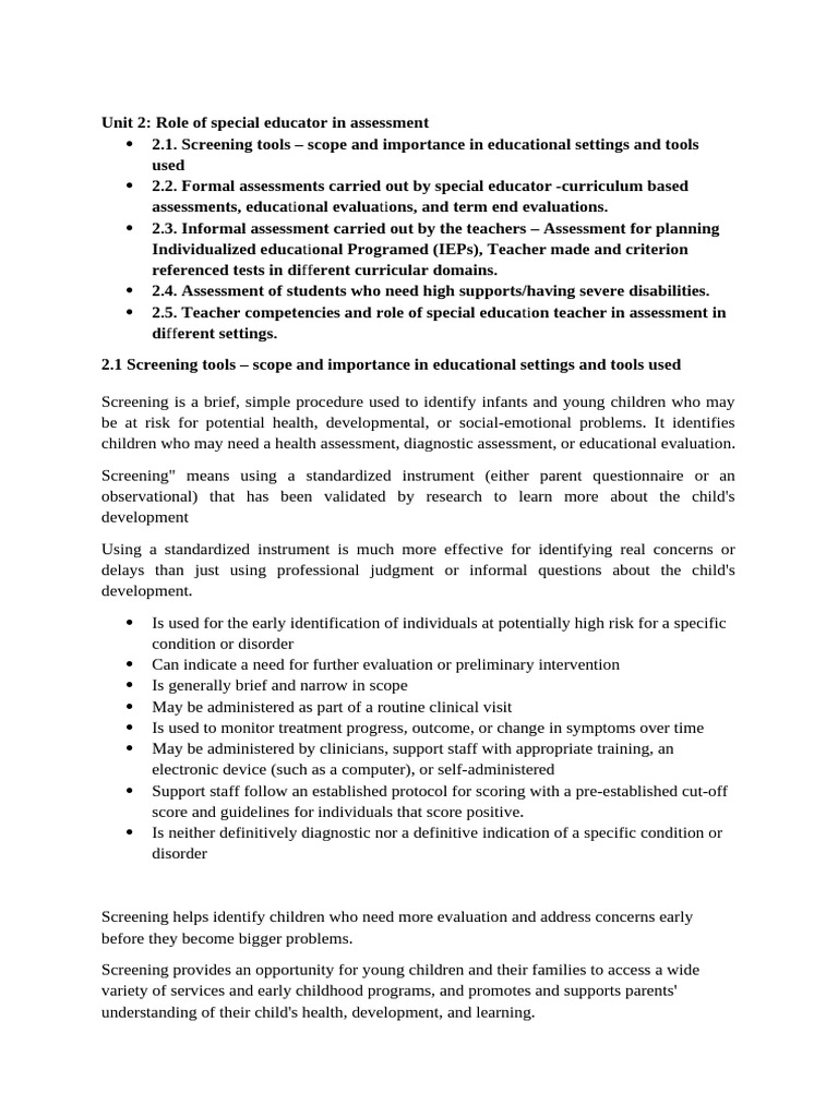 Unit 2 idd assessment | PDF | Educational Assessment | Individualized ...