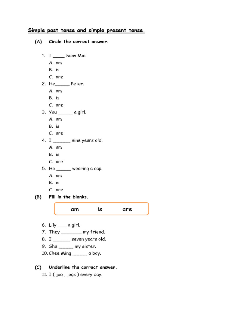 Simple Past Tense and Simple Present Tense | PDF | Language Mechanics ...