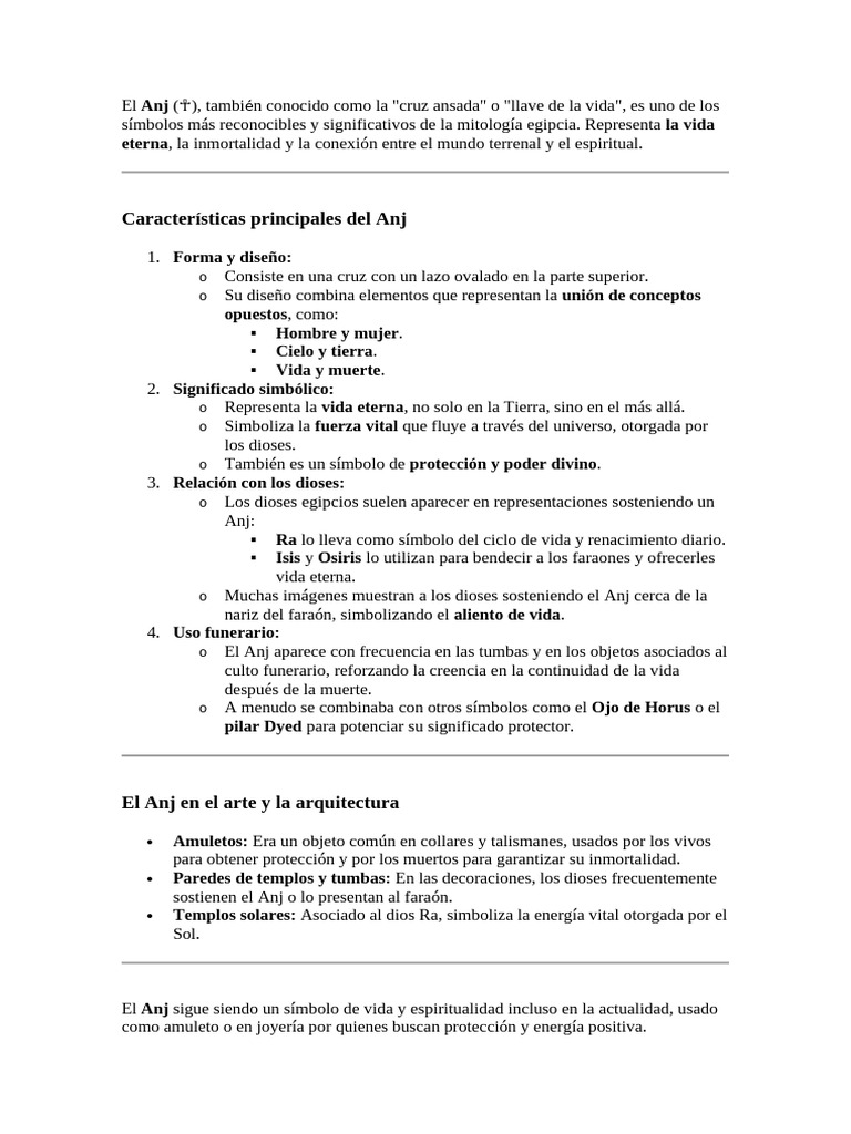 El Anj: Símbolo de Vida Eterna Egipcia | PDF
