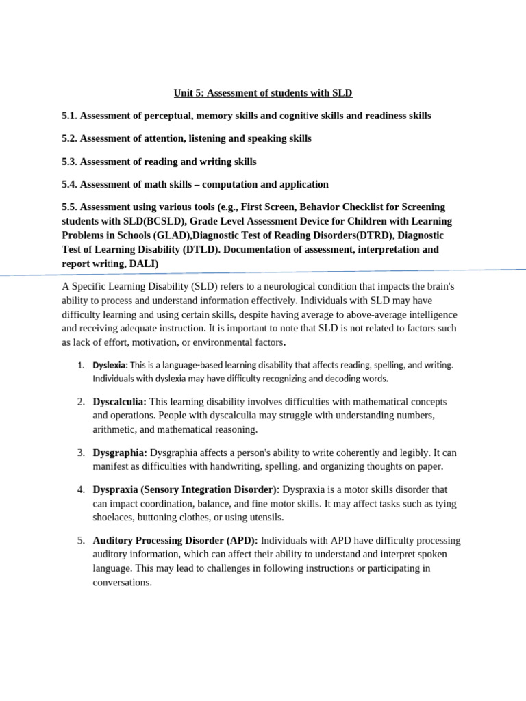 IDD Unit 5 Assessment | PDF | Attention | Phonics