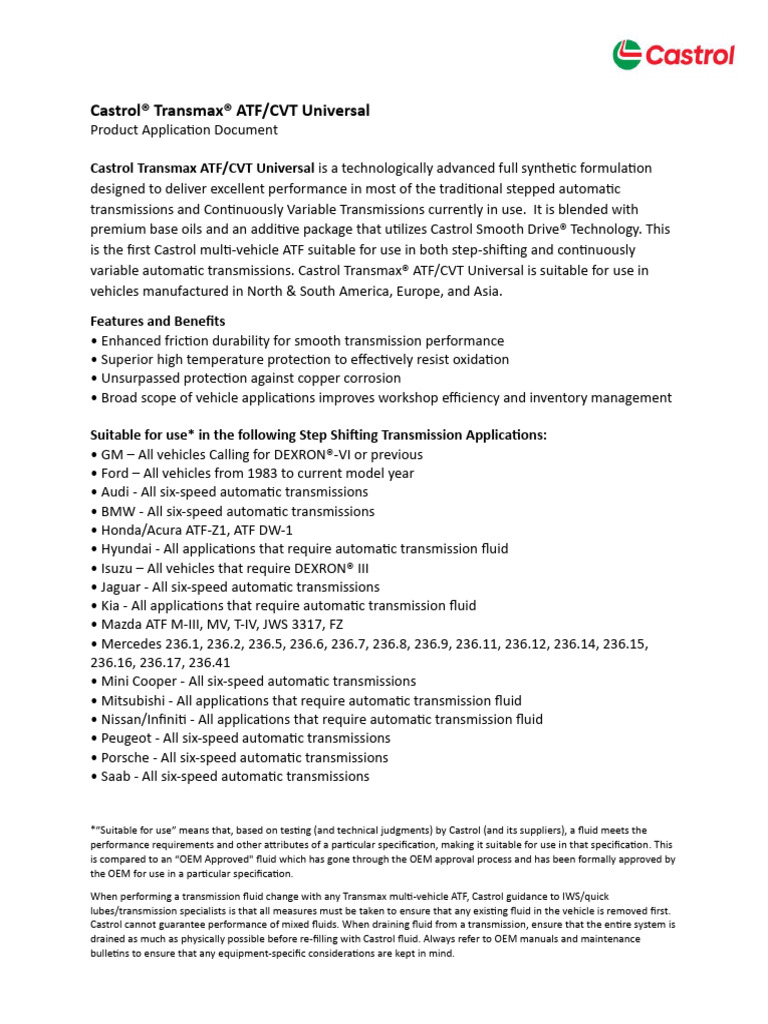 Transmax Universal Full Application Sheet 2 24 | PDF | Automatic ...