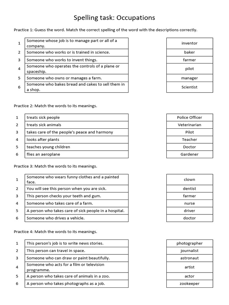 Spelling Practice for Occupations and Places | PDF | Detective | Kidnapping