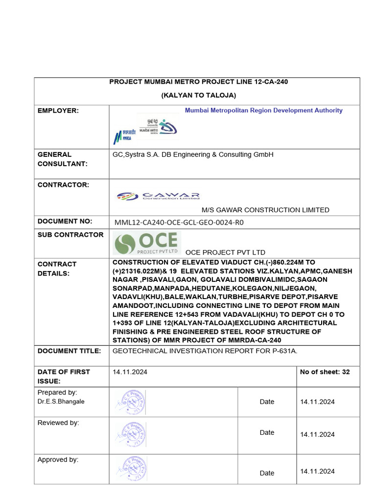 Gi Report For P-631a Gawar Construction-Mml-12-R0 | PDF | Borehole | Rain