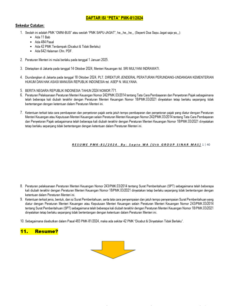 Resume PMK 81/2024 Perpajakan | PDF