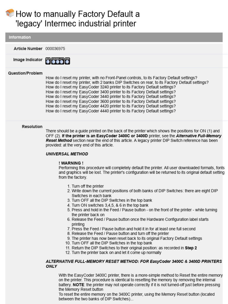KCS - How To Manually Factory Default A 'Legacy' Intermec Industrial ...