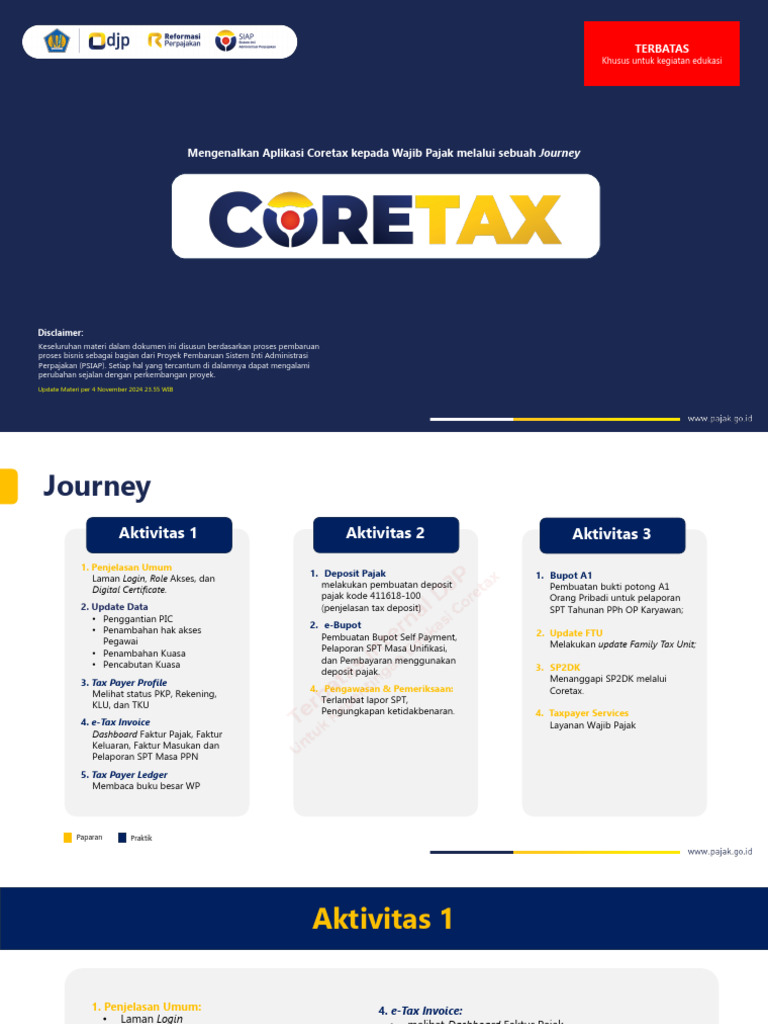 SLIDE PRESENTASI - Materi Edukasi Coretax - 11. November 2024 | PDF
