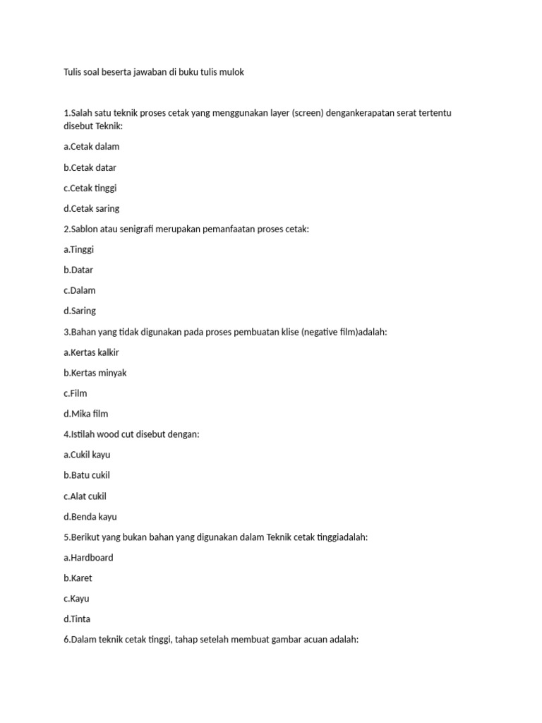 Soal PG Cetak Tinggi | PDF