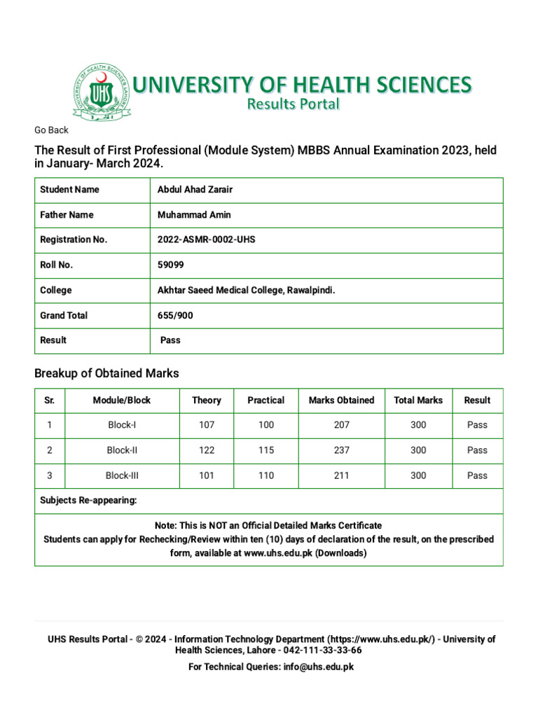 Result 1st Year | PDF