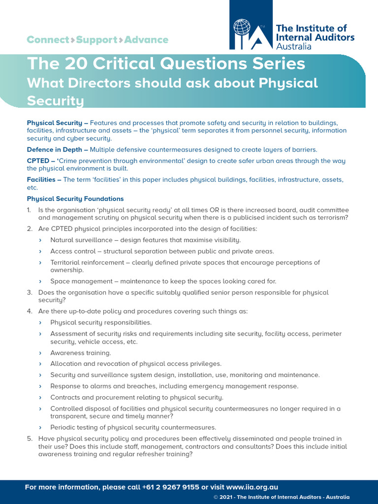 20 Questions Directors Should Ask About Physical Security | PDF ...