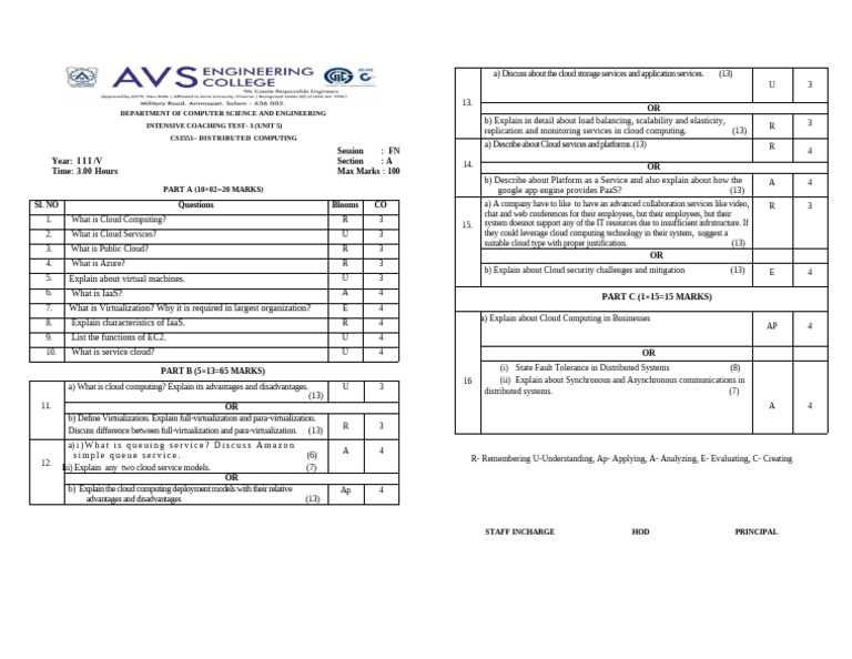 DC Ict Test-3 | PDF | Cloud Computing | Platform As A Service