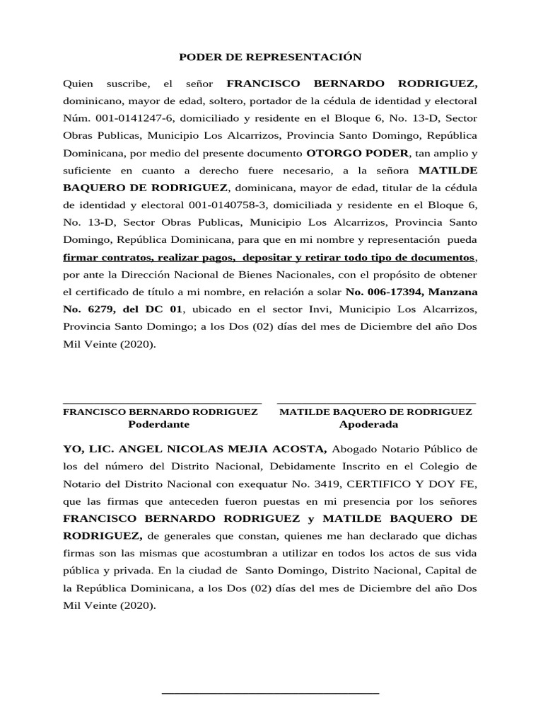 PODER DE REPRESENTACIÓN Francisco | PDF